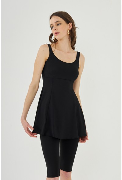 Remsa Mayo Kolsuz Taytlı Yarı Kapalı Elbise Mayo Siyah ETA22-01