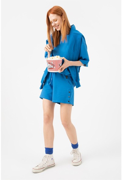 Gothamvibes Kadın Base Bang Saks Mavi Şort