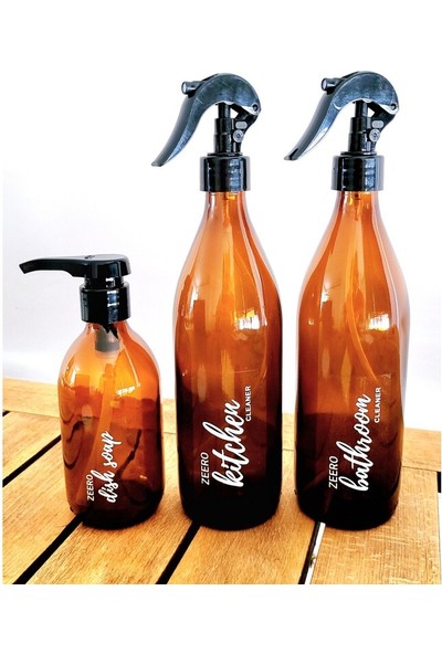 Zeero Amber Cam Sprey Sabunluk Şişe Seti
