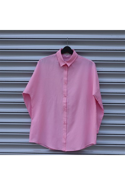 Rahat Kesim Pembe Kadın Gömlek Rahat Kesim Pembe Kadın Gömlek