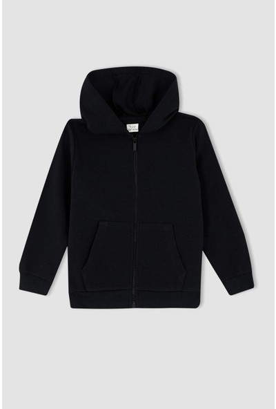 DeFacto Erkek Çocuk Regular Fit Kapüşonlu Ottoman Hırka T7468A622AU