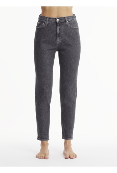 Calvin Klein Yüksek Bel Geniş Paça Mom Fit Gri Kadın Denim Pantolon J20J2193311BZ Gri Denim Pantolon