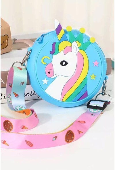 Şubu Tasarım Unicorn Figürlü Askılı Çanta Mavi SBT495 Şubu Tasarım Unicorn Figürlü Askılı Çanta Mavi SBT495
