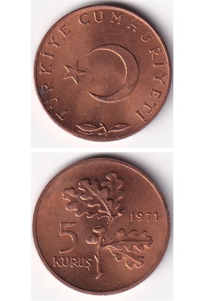Benim Koleksiyonum 5 Kuruş (1971) Çil Eski Madeni Para Benim Koleksiyonum 5 Kuruş (1971) Çil Eski Madeni Para