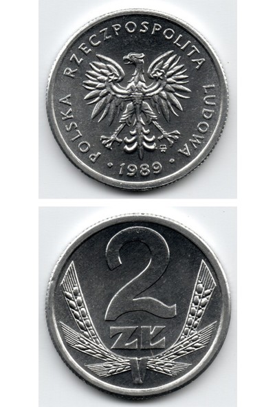 Benim Koleksiyonum Polonya, 2 Zloti 1989, Çil Eski Madeni Para Benim Koleksiyonum Polonya, 2 Zloti 1989, Çil Eski Madeni Para