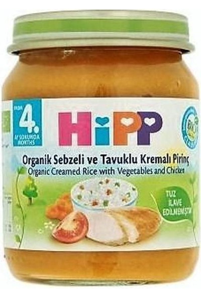 Hipp Organik Sebze ve Tavuklu Kremalı Pirinç 125 gr