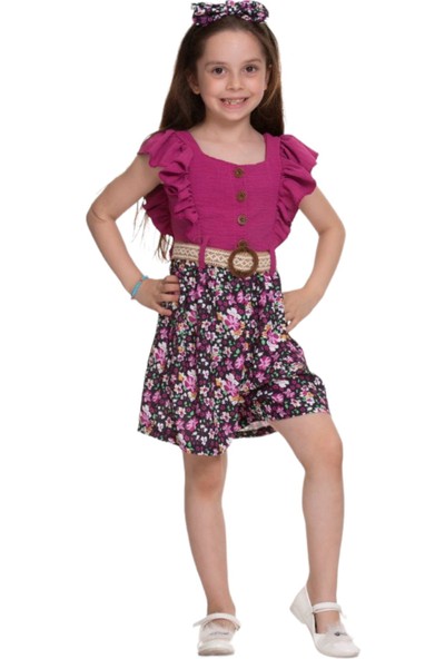 Badaboom Kids Kız Çocuk Çiçek Desen Fırfırlı Tulum
