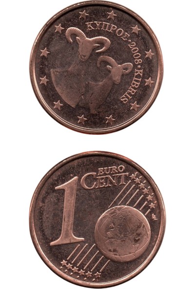 Benim Koleksiyonum Kıbrıs, 1 Euro Cent 2008, Çil Eski Madeni Para Benim Koleksiyonum Kıbrıs, 1 Euro Cent 2008, Çil Eski Madeni Para