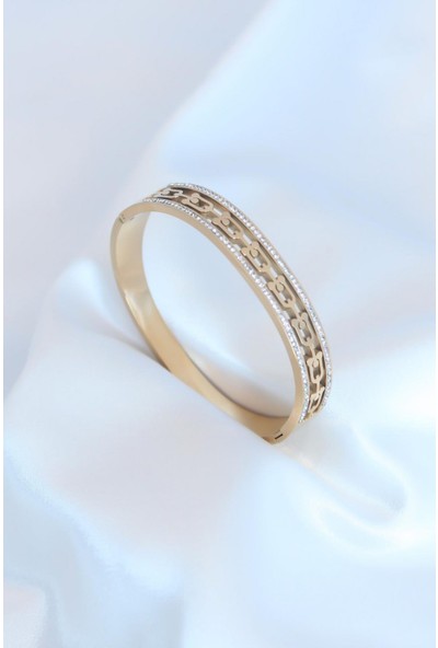Clariss Gold Renk Zincir Desen Zirkon Taş Detay Çelik Kadın Bileklik Clariss Gold Renk Zincir Desen Zirkon Taş Detay Çelik Kadın Bileklik