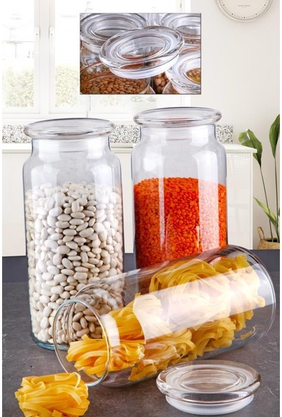 Gönül 3'lü Cam Kapaklı Cam Kavanoz 1.3 Litre