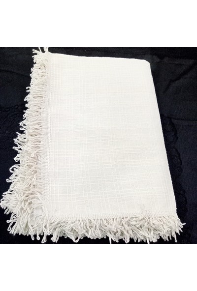 AYHOME Pamuklu Krem Saçaklı Koltuk Örtüsü