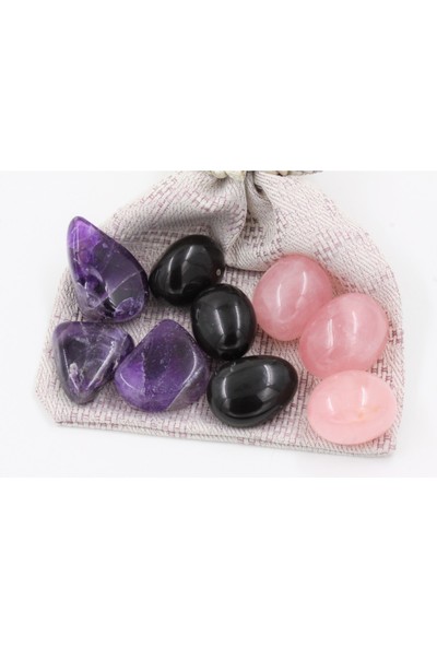 My Takı Ağacı Ametist - Obsidyen - Pembe Kuvars Taşı Doğal Taş Kütle (Tamburlanmış) (3'lü Set) My Takı Ağacı Ametist - Obsidyen - Pembe Kuvars Taşı Doğal Taş Kütle (Tamburlanmış) (3'lü Set)