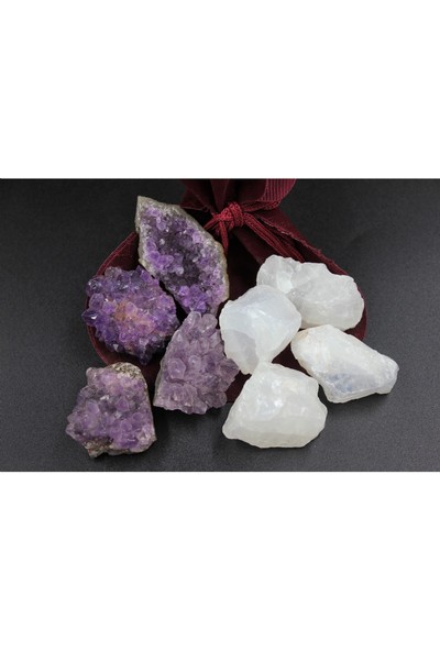 My Takı Ağacı Ametist - Ay Taşı Doğal Taş Ham Kütle 2'li Set ( 35/55GR)