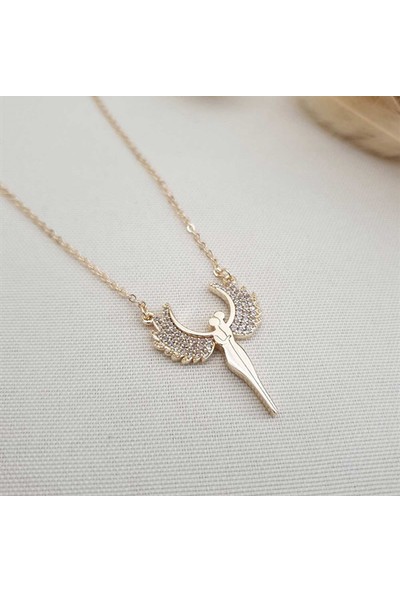 Cosita Gold Kadın Zirkon Detay Sarılan Melek Çift Kanatlı Kolye 50 cm Cosita Gold Kadın Zirkon Detay Sarılan Melek Çift Kanatlı Kolye 50 cm