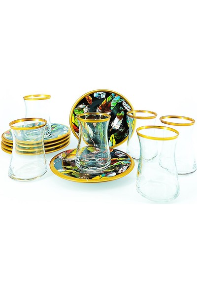 Bernardo Siyah Kelebek 6 Kişilik 12 Parça Çay Takımı-Rnw-23