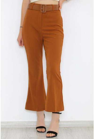 Kemerli Ispanyol Paça Pantolon Tarçın - 9240.683. Kemerli Ispanyol Paça Pantolon Tarçın - 9240.683.