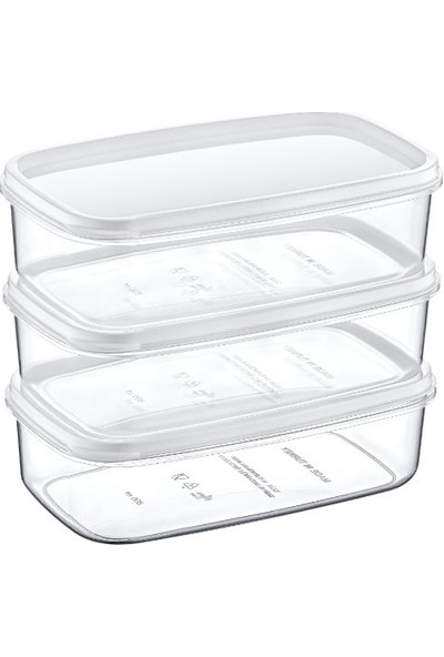 3'lü Dikdötgen Şeffaf Saklama Kabı- 800 Ml.