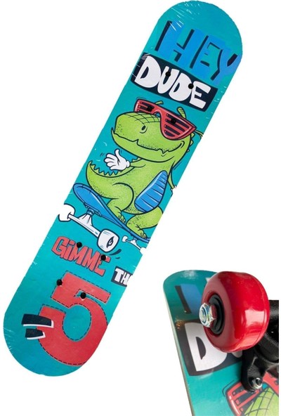 Hsport Kaymaz Yüzey 60CM Skate Boy Çift Tarafı Desenli ve Timsah Baskılı Silikontekerli Kaykay Skateboard