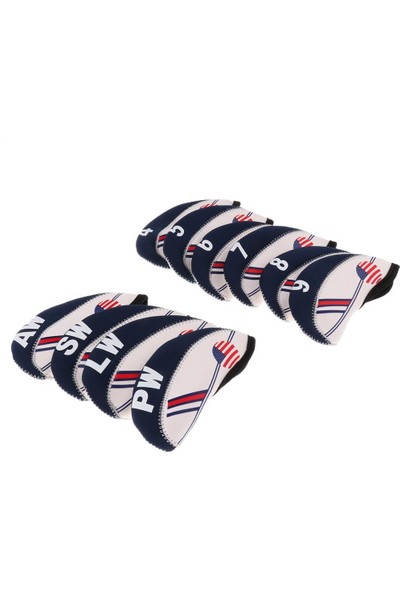 10 Adet Beyaz ve Mavi Neopren Golf Kulübü Demir Kafa Kapağı Headcover 10 Adet Beyaz ve Mavi Neopren Golf Kulübü Demir Kafa Kapağı Headcover