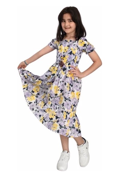 Ay City Kids Gipeli Desenli Kolyeli Elbise
