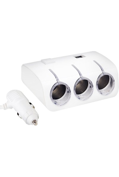 Powermaster 12V/24V Çift Usb'li 3'lü Oto Çakmak Çoklayıcı Powermaster 12V/24V Çift Usb'li 3'lü Oto Çakmak Çoklayıcı