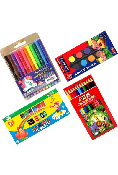 Rubenis Boyama Boyama Seti 4'lü Kuru Sulu Keçeli Pastel Rubenis Boyama Boyama Seti 4'lü Kuru Sulu Keçeli Pastel