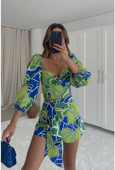 MyLove Balon Kollu Flower Bluz Yeşil MyLove Balon Kollu Flower Bluz Yeşil