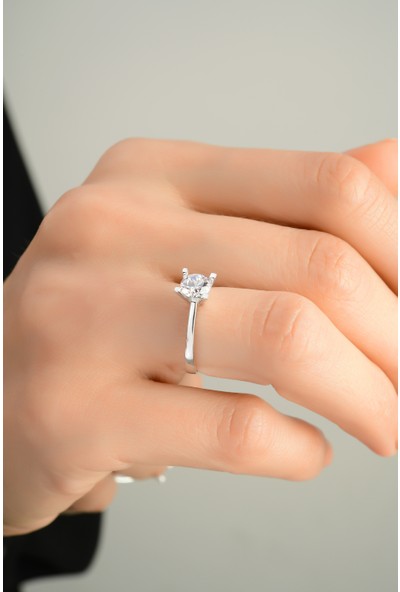 ÇGK KUYUMCULUK Beyaz Tektaş Altın Yüzük