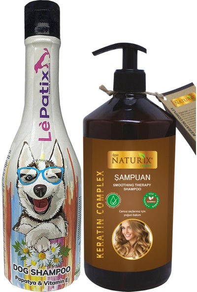 LéPatix Köpek Şampuanı Tüy Dökülme ve Topaklanma Önleyici Koku Giderici Papatya Özlü Pet Şampuan 400 ml + Naturix Keratin Komplex Saç Bakım Şampuanı 600ML LéPatix Köpek Şampuanı Tüy Dökülme ve Topaklanma Önleyici Koku Giderici Papatya Özlü Pet Şampuan 400 ml + Naturix Keratin Komplex Saç Bakım Şampuanı 600ML