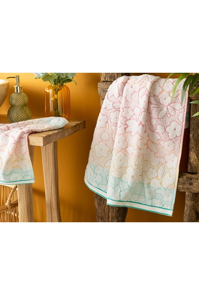 English Home Flory Pamuklu Jakarlı Yüz Havlusu 50X70 cm Renkli