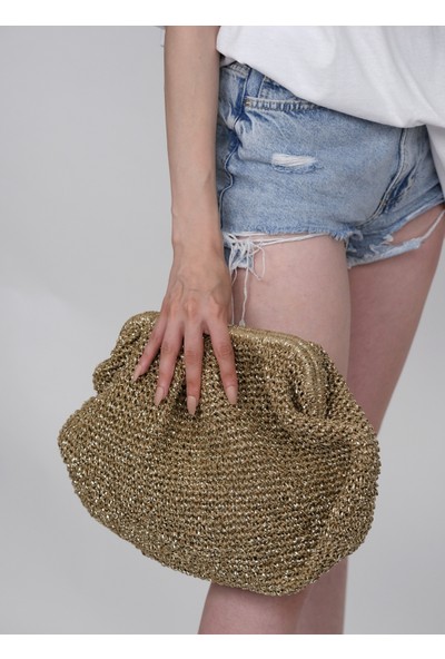 Minervina Hasır Örme Sim Detaylı El Çantası