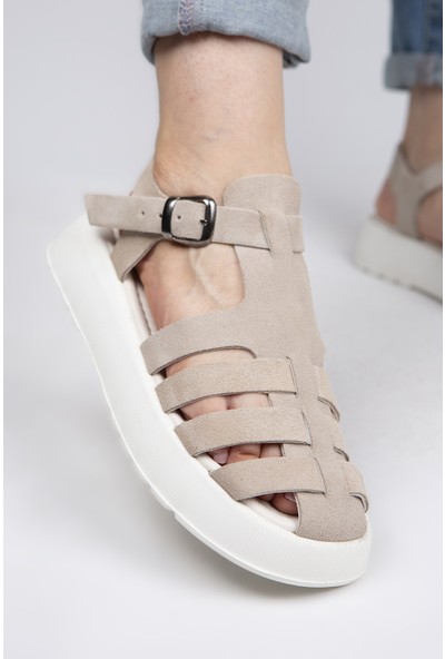Manijero Rosa Kadın Deri Tek Toka Bej - Beyaz Sandalet Manijero Rosa Kadın Deri Tek Toka Bej - Beyaz Sandalet
