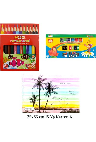 Südor Boya Seti Yarım Boy 12 Li Kuru + Pastel Boya Resim Defteri 25X35 Südor Boya Seti Yarım Boy 12 Li Kuru + Pastel Boya Resim Defteri 25X35