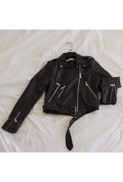Nona Butik Kuşaklı Deri Ceket
