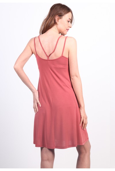 Modal Kiremit Rengi Plaj Elbisesi