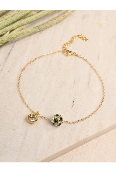 Jimmy Key Kadın Sarı Taşlı Zincir Halhal