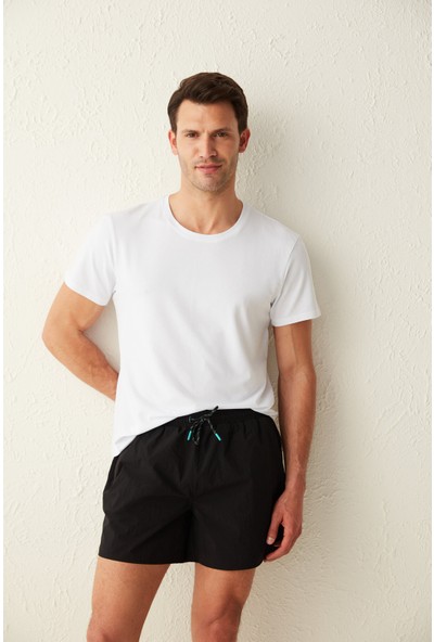 Penti Straight Black Shorter Length Deniz Şortu