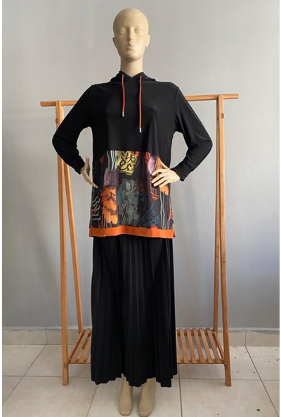 Ahi Fırça Desenli Etekli Takım Siyah Ahi Fırça Desenli Etekli Takım Siyah