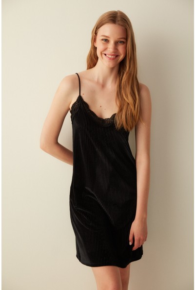 Penti Siyah Mariana Velvet Elbise