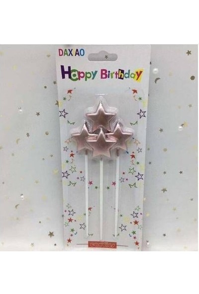 Çubuklu Metalize Yıldızlı Doğum Günü Mumu Pembe Çubuklu Metalize Yıldızlı Doğum Günü Mumu Pembe