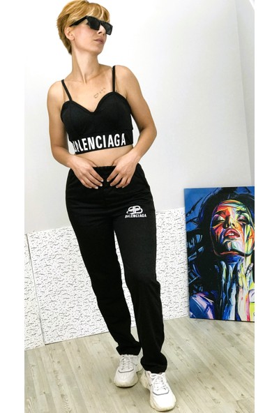 Tu Estilo Balencıaga Siyah Büstiyerli Eşofman Takımı Tu Estilo Balencıaga Siyah Büstiyerli Eşofman Takımı