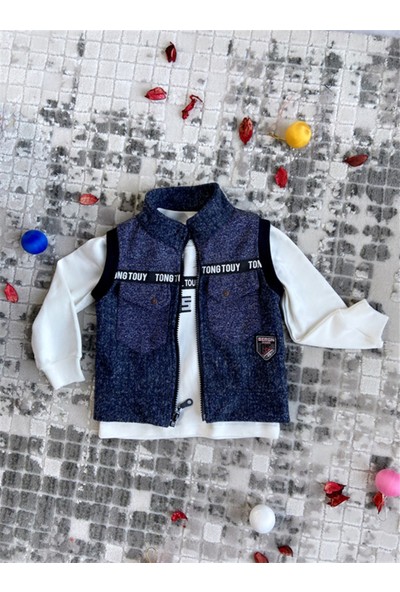 Online Sepetinde Kadife Mavi Üçlü Erkek Takım