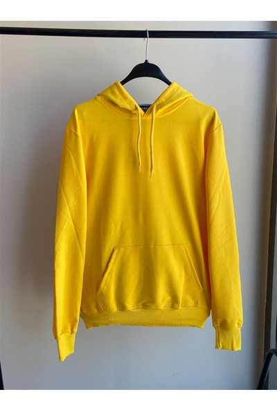 Online Sepetinde Kanguru Cepli Kapşonlu Sarı Sweatshirt