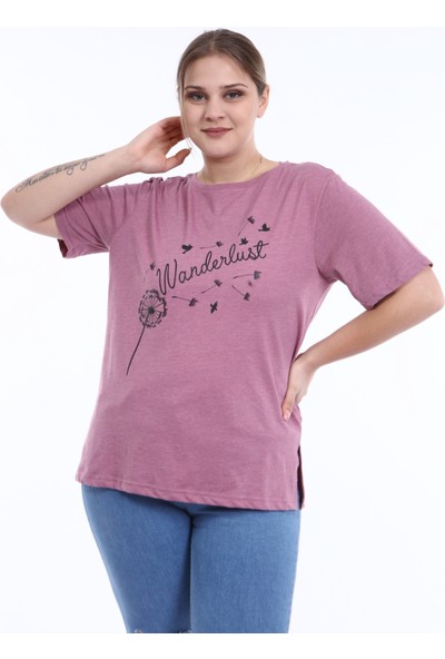 Piano Luce Pianoluce Kadın Büyük Beden Baskılı Yarım Kol T-Shirt Açıkbordo Piano Luce Pianoluce Kadın Büyük Beden Baskılı Yarım Kol T-Shirt Açıkbordo