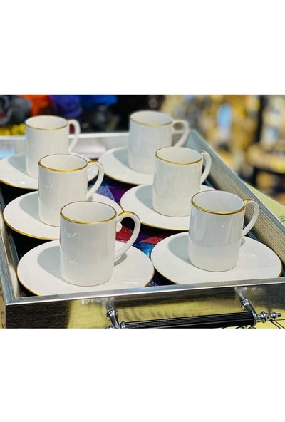 Welance Altın Yaldızlı Porselen 6 Kişilik Kahve Fincanı Takımı 90 ml Welance Altın Yaldızlı Porselen 6 Kişilik Kahve Fincanı Takımı 90 ml