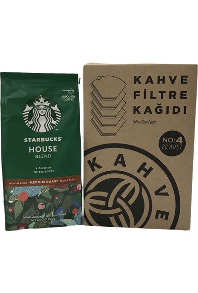 Starbucks House Blend Origin Öğütülmüş Filtre Kahve 200 gr + Filtre Kahve Kağıdı 1x4 80LI Starbucks House Blend Origin Öğütülmüş Filtre Kahve 200 gr + Filtre Kahve Kağıdı 1x4 80LI