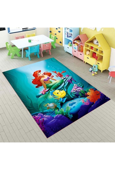 Kuzgunhome Çocuk ve Bebek Odası Halısı Deniz Kızı Desenli Kaymaz Dot Taban Halı Kuzgunhome Çocuk ve Bebek Odası Halısı Deniz Kızı Desenli Kaymaz Dot Taban Halı