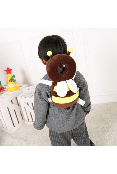 Sepetlesene Arı Figürlü Bebek Kafa ve Sırt Koruyucu Yastık Bebek Güvenliği Sarı Kahverengi