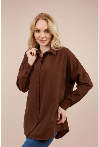 ÇokÇok Moda Kadın Uzun Oversize Kalıp Gömlek