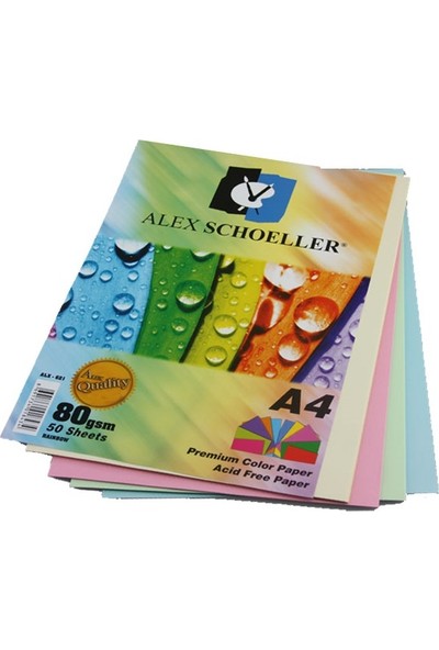 Alex Fotokopi Kağıdı Renkli A4 80 Gr.karışık Renk 50'li